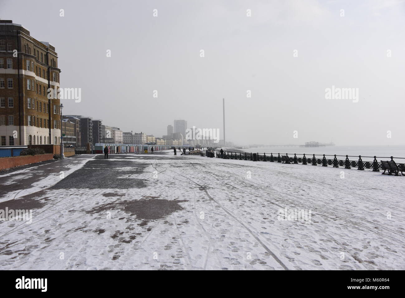 Heavy overnight Snowfall on Brighton Seafront- view from Hove looking ...