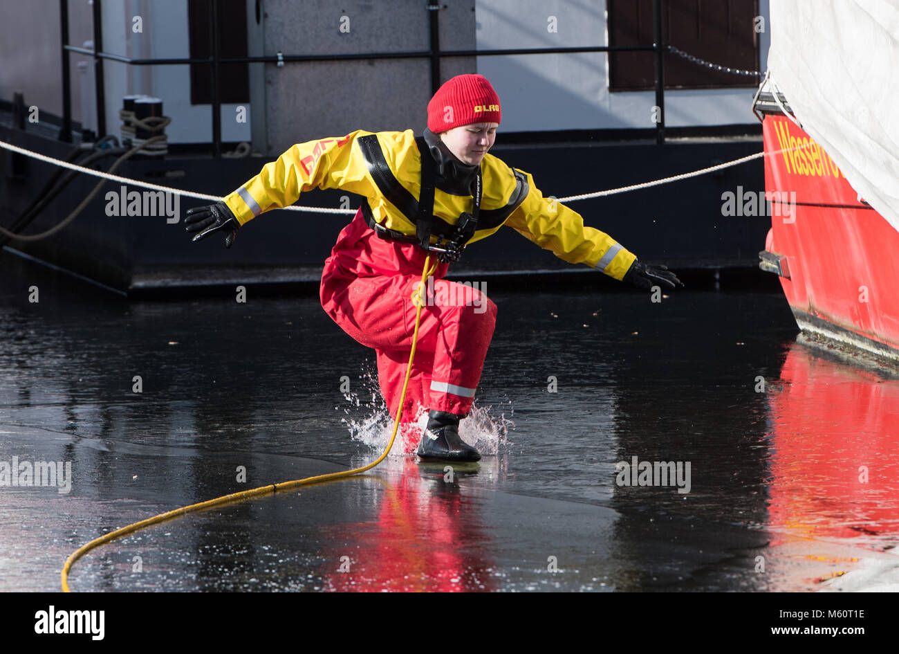 dpatop - 27 February 2018, Germany, Berlin: The lifeguards Franziska ...