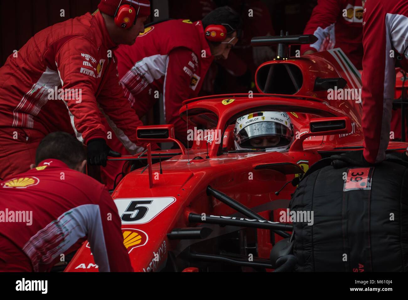 Barcelona, Spain. 27th Feb, 2018. SEBASTIAN VETTEL (GER) in his Ferrari ...