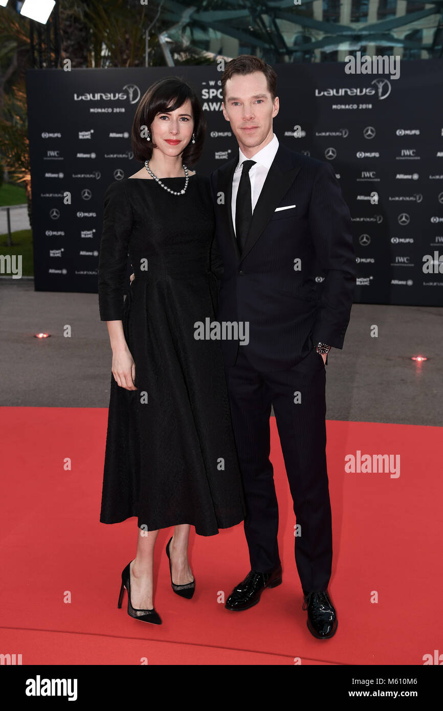 Moderator Benedict Cumberbatch (r) in Begleitung seiner Frau Sophie ...