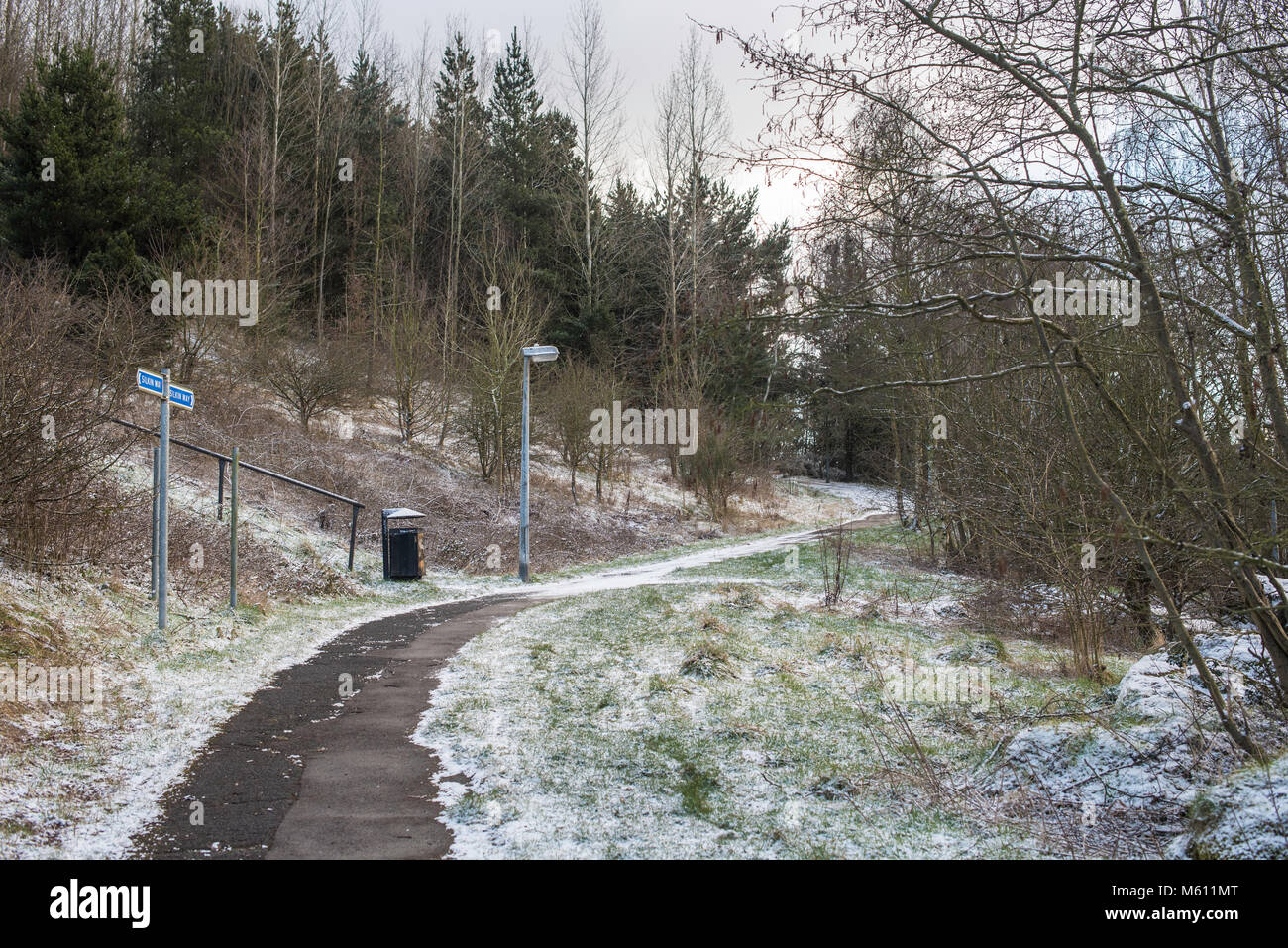 A sprinkling or dusting of snow in Telford, covering roofs and pathways ...