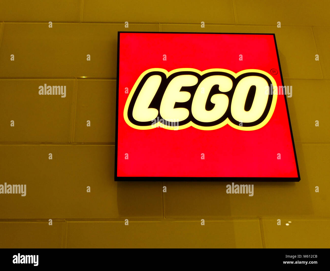 Kuala Lumpur, Malaysia. 28th Feb, 2018. A Lego signboard is seen at ...