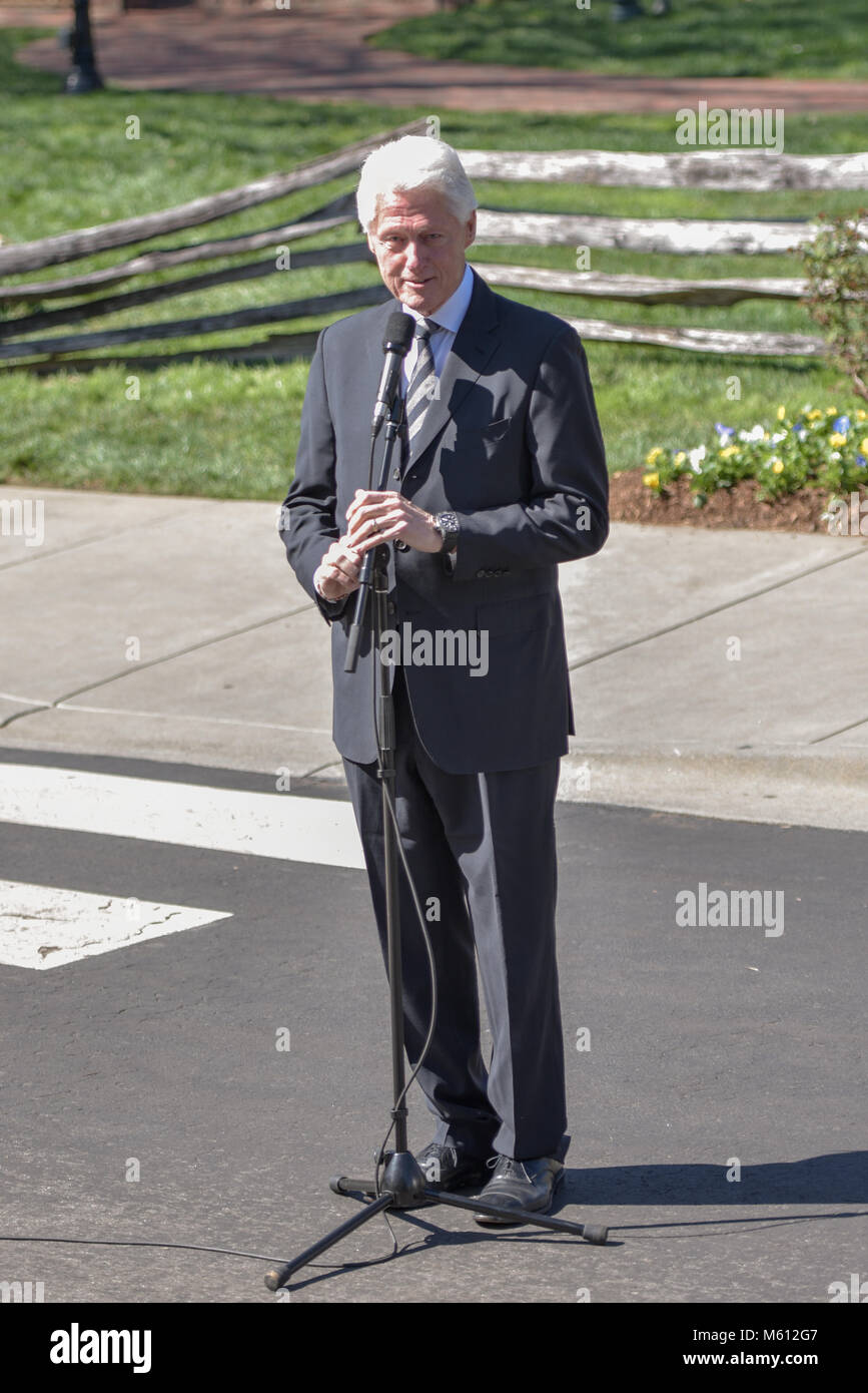 Charlotte, NC. 27 Feb, 2018. Former US President Bill Clinton met with ...