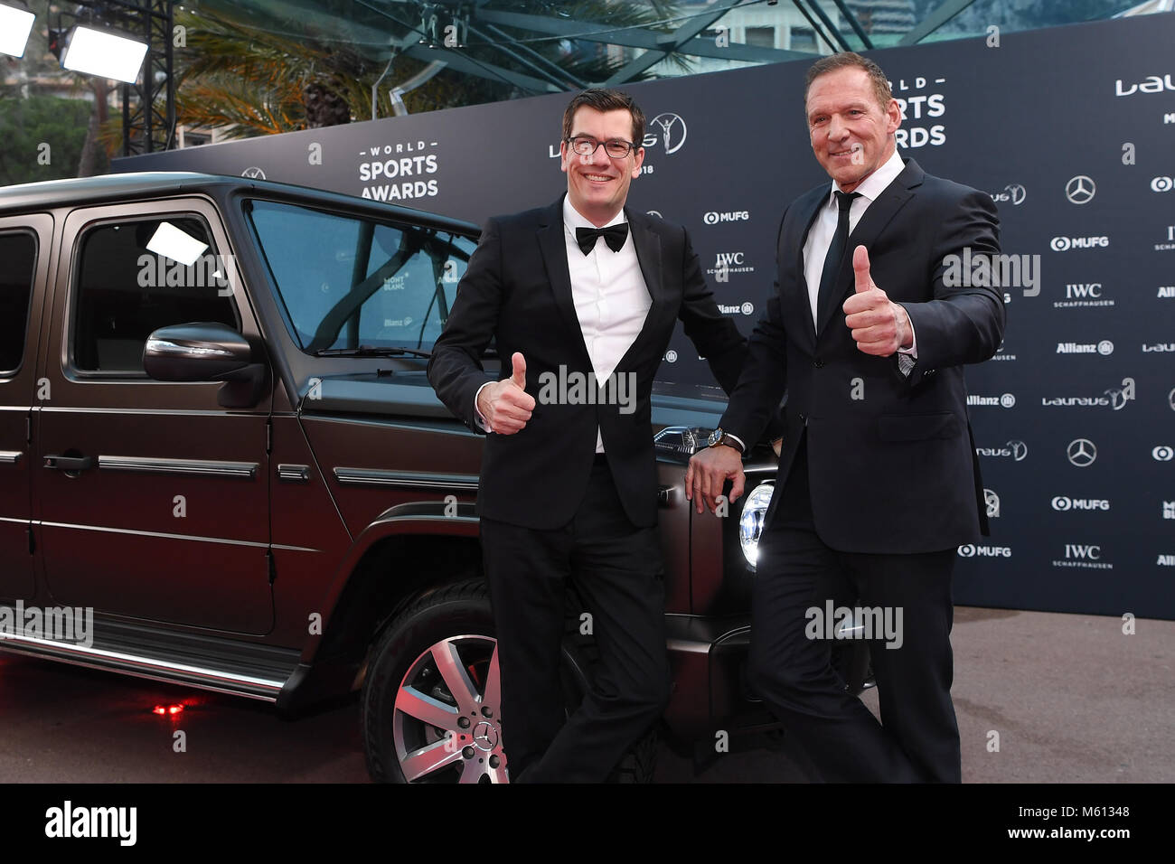 Monte Carlo, Monaco. 27th Feb, 2018. Schauspieler Ralf Moeller (r) und ...