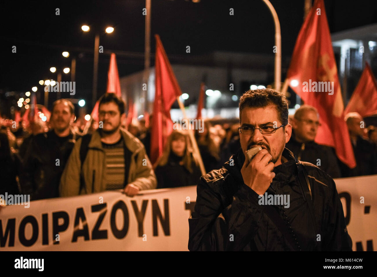 Athens, Greece. 27th Feb, 2018. People shouting slogans during the ...