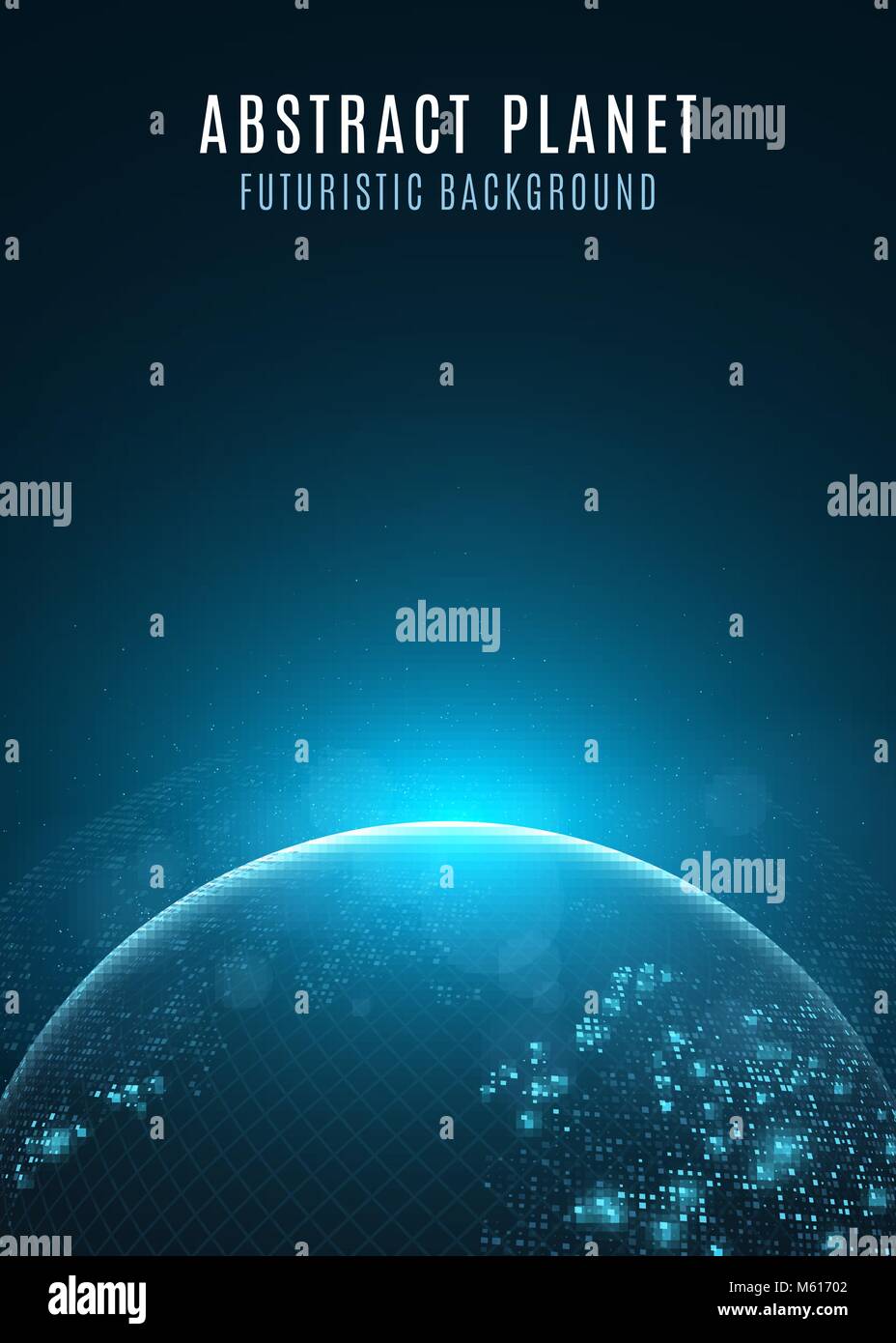 Abstract planet earth. Glowing map of square dots. Futuristic dark ...