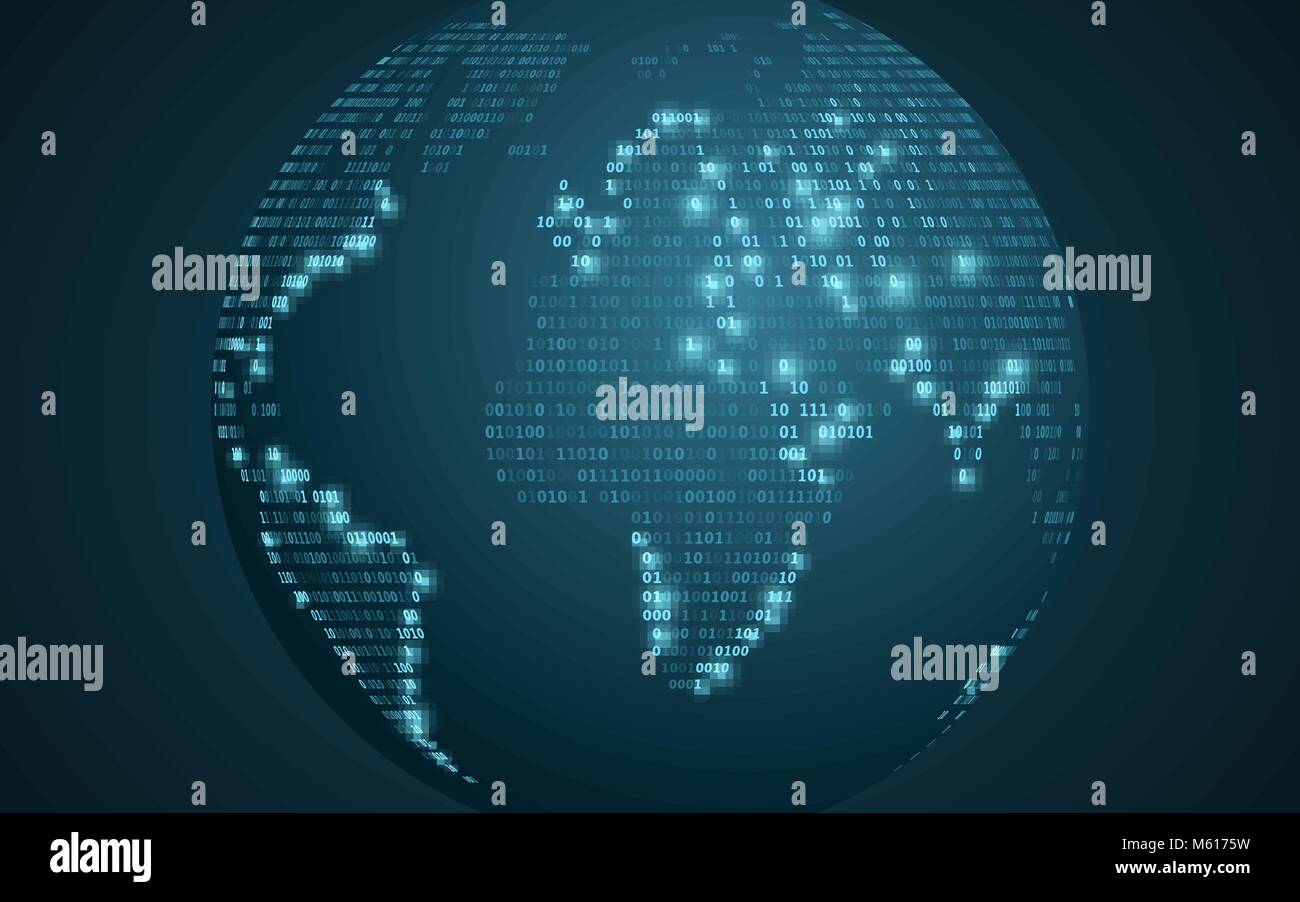 Abstract blue world map binary High Resolution Stock Photography and ...