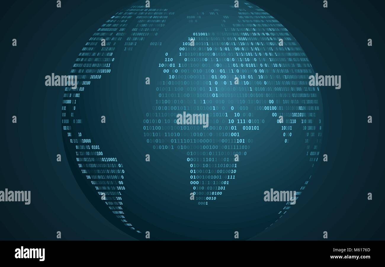 Abstract World Map From Binary Code Abstract Planet Earth Futuristic