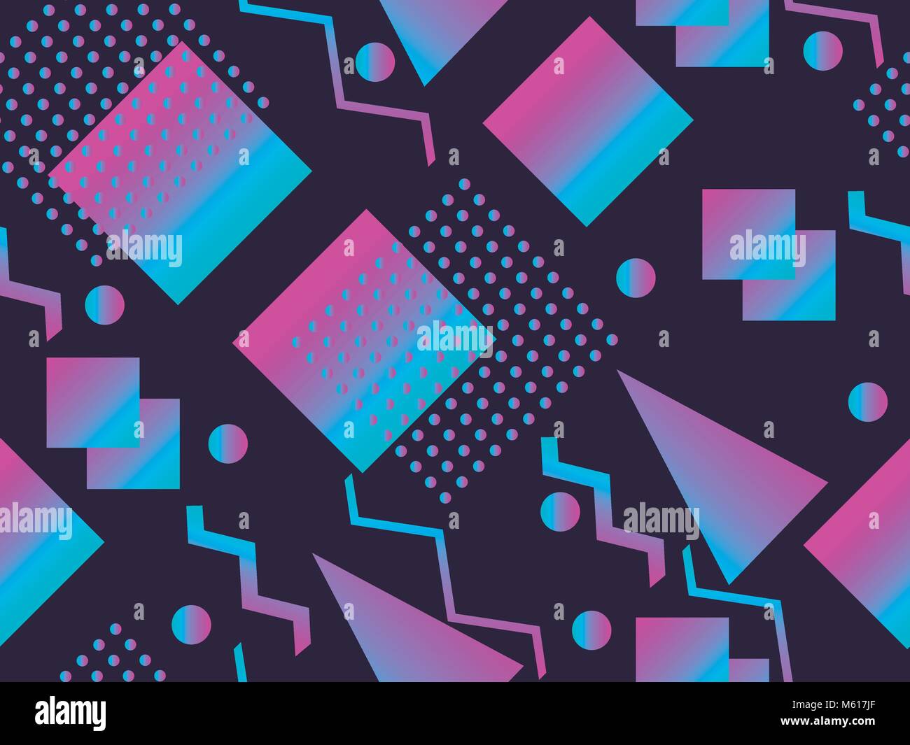 Memphis seamless pattern. Holographic geometric shapes, gradients ...
