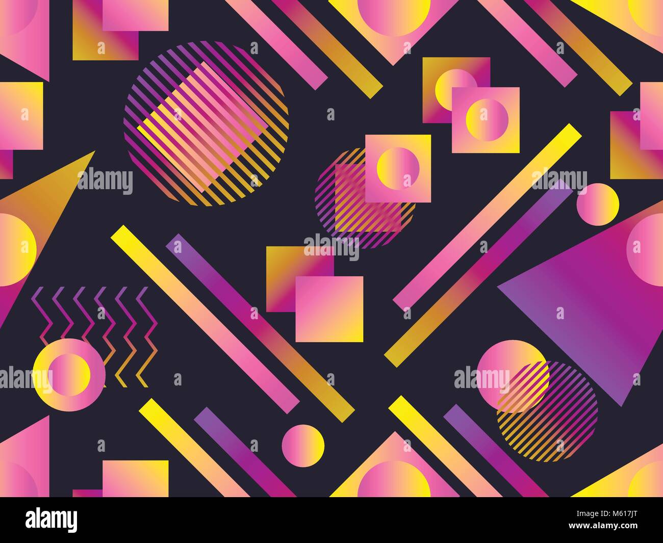 Memphis seamless pattern. Holographic geometric shapes, gradients ...