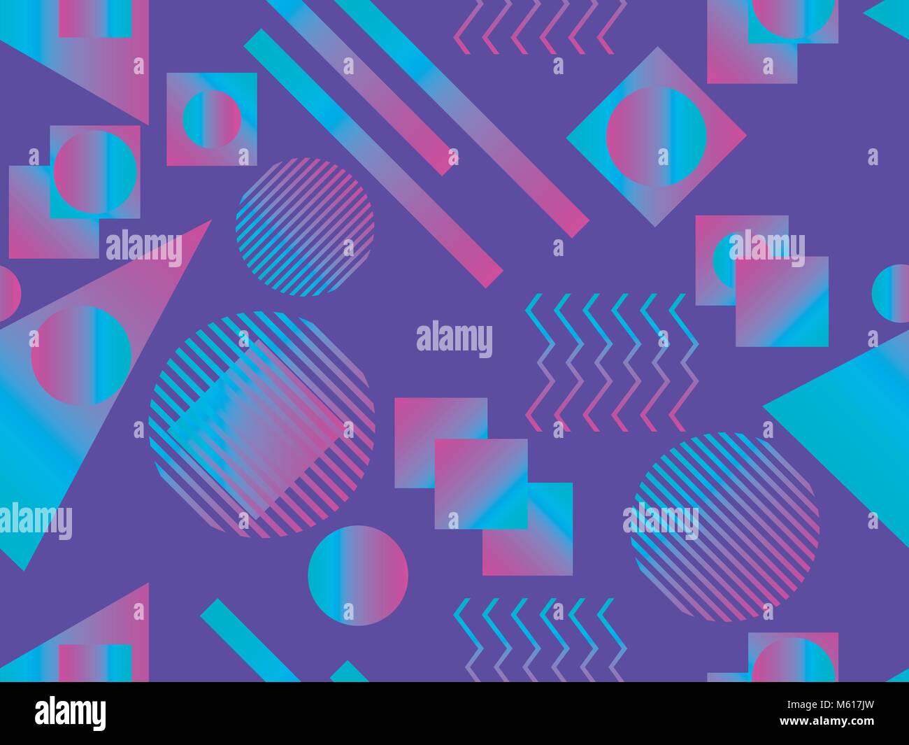 Memphis seamless pattern. Holographic geometric shapes, gradients ...