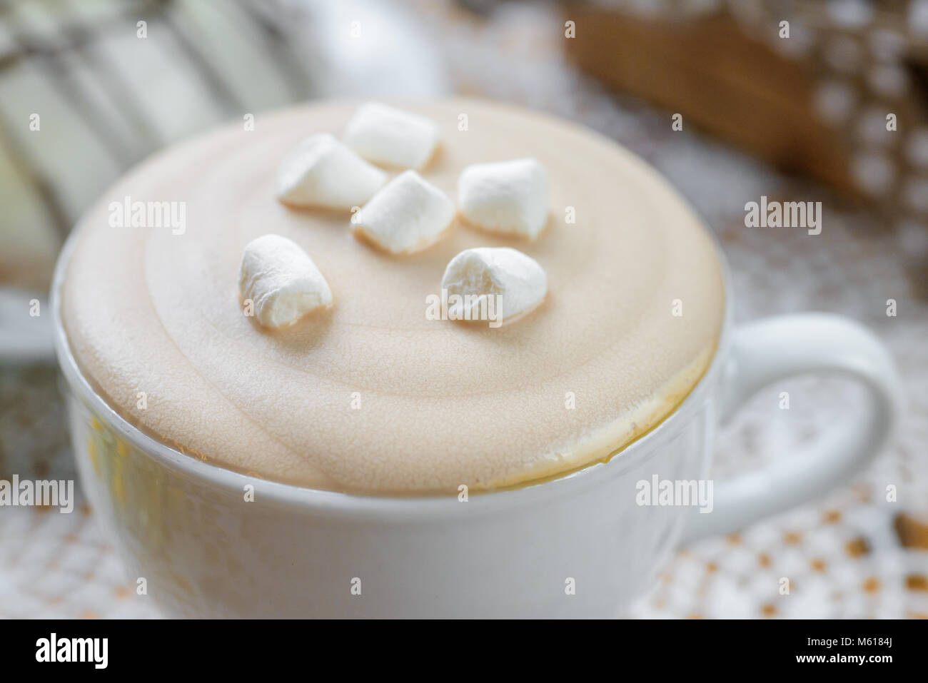 Glace coffee with marshmallows Stock Photo - Alamy