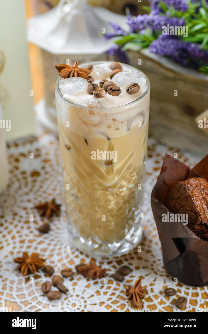 Ice coffee in high glass Stock Photo - Alamy