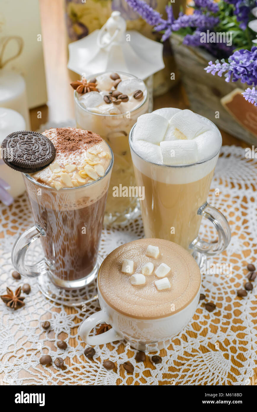 Set of coffee drinks Stock Photo - Alamy