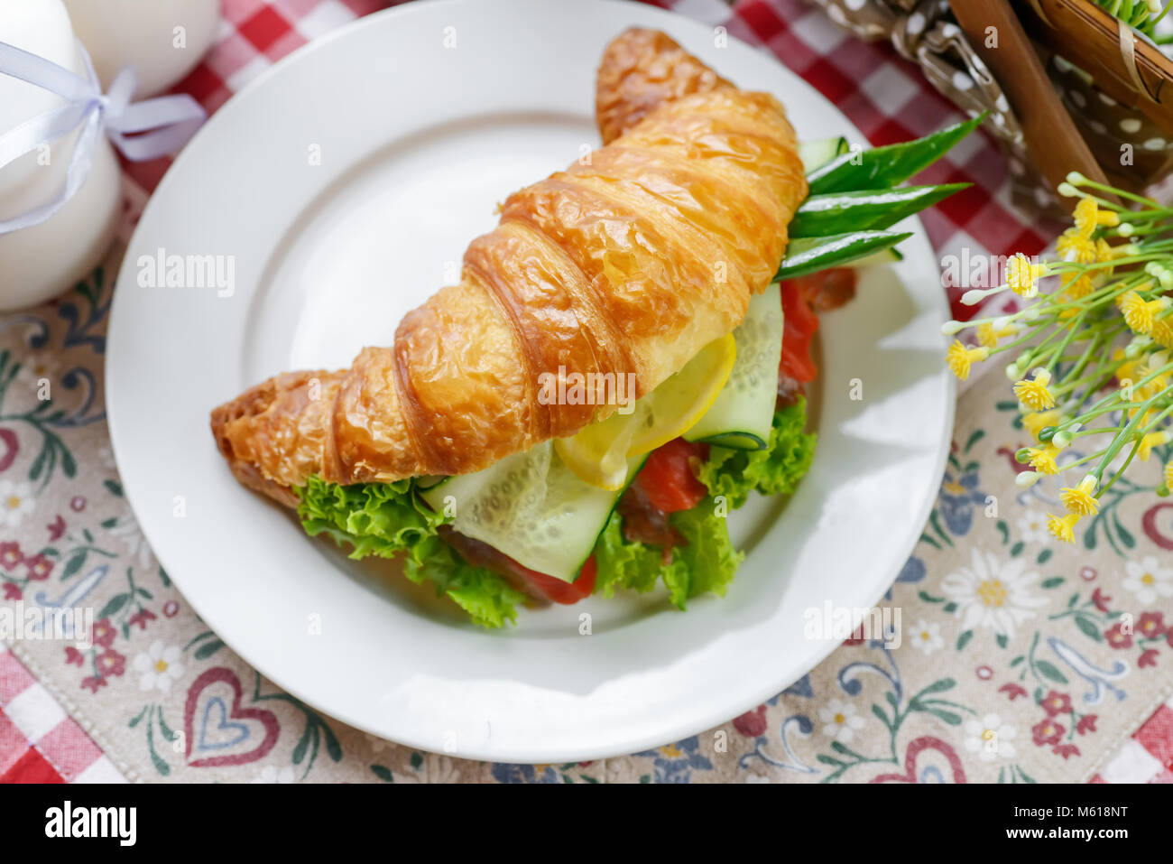 Croissant with red fish Stock Photo - Alamy