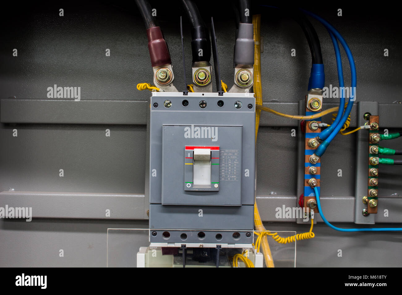 The main breakers and a wire connector Stock Photo - Alamy
