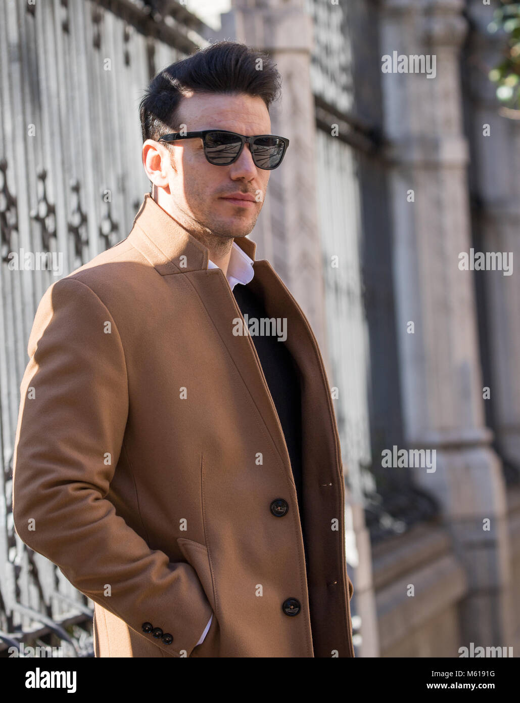 Session with elegant life style clothes with male model in the streets ...