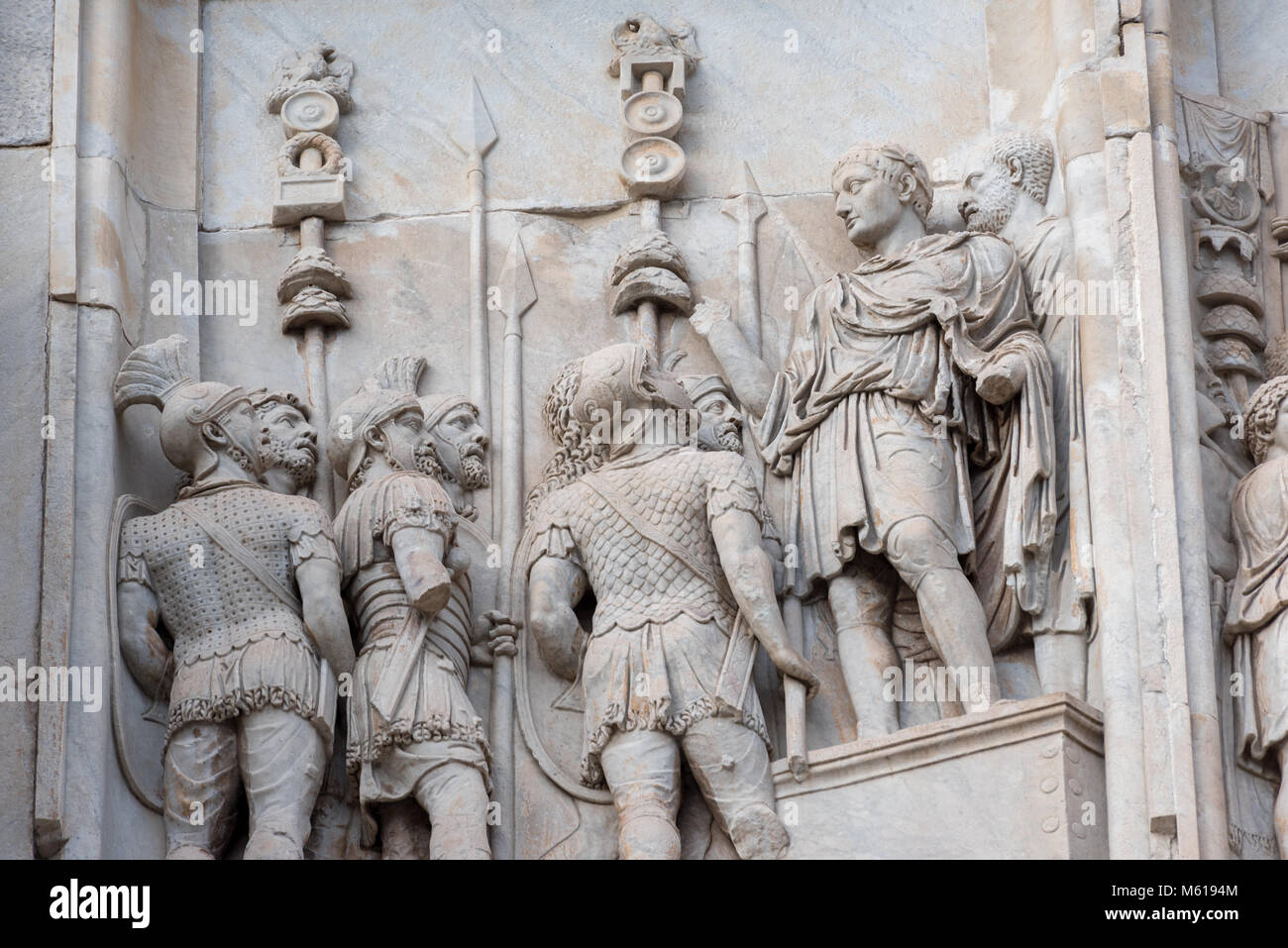 Relief panel on Arch of Constantine showing Marcus Aurelius addressing ...