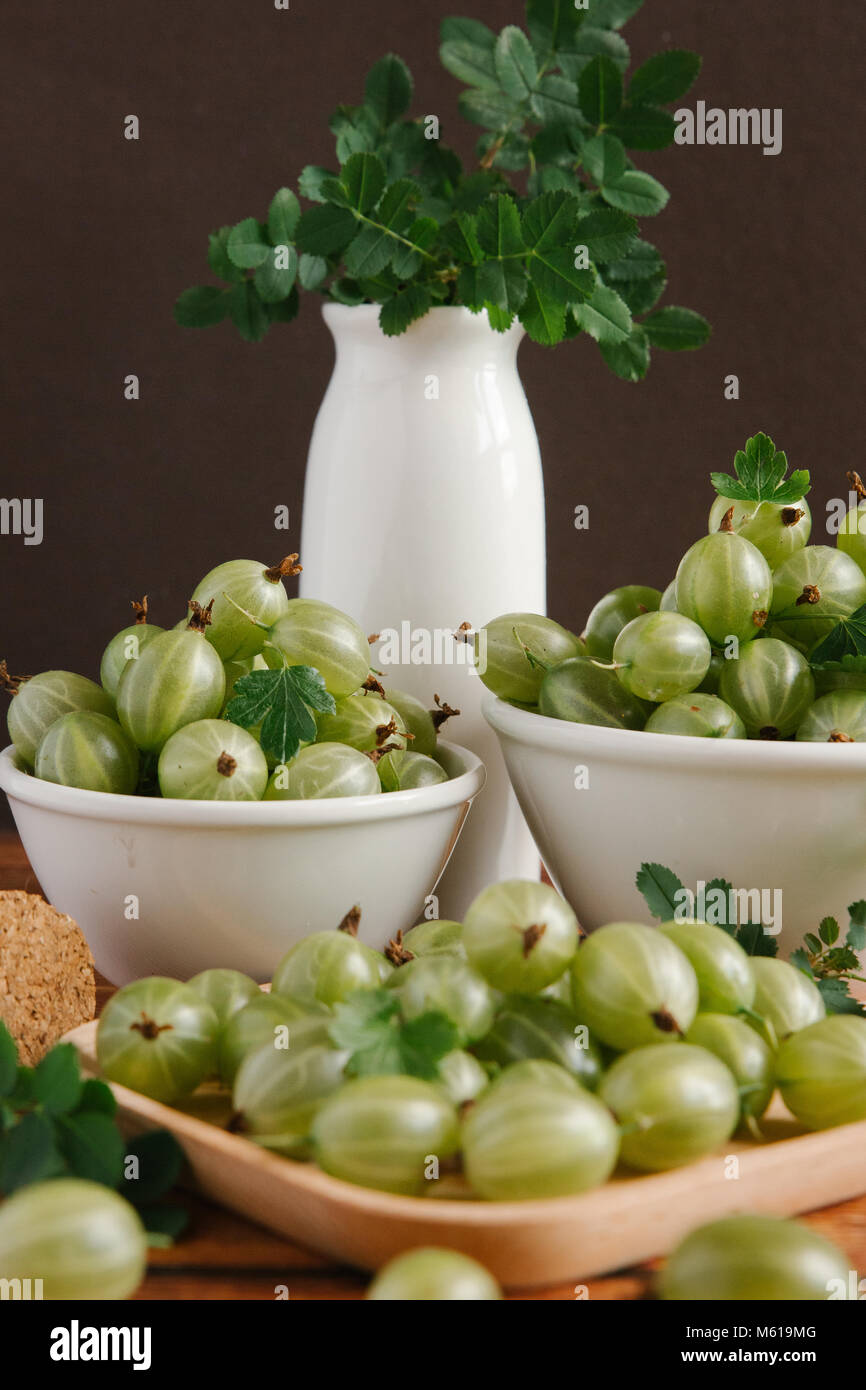 Ripe green gooseberry pattern hi-res stock photography and images - Alamy