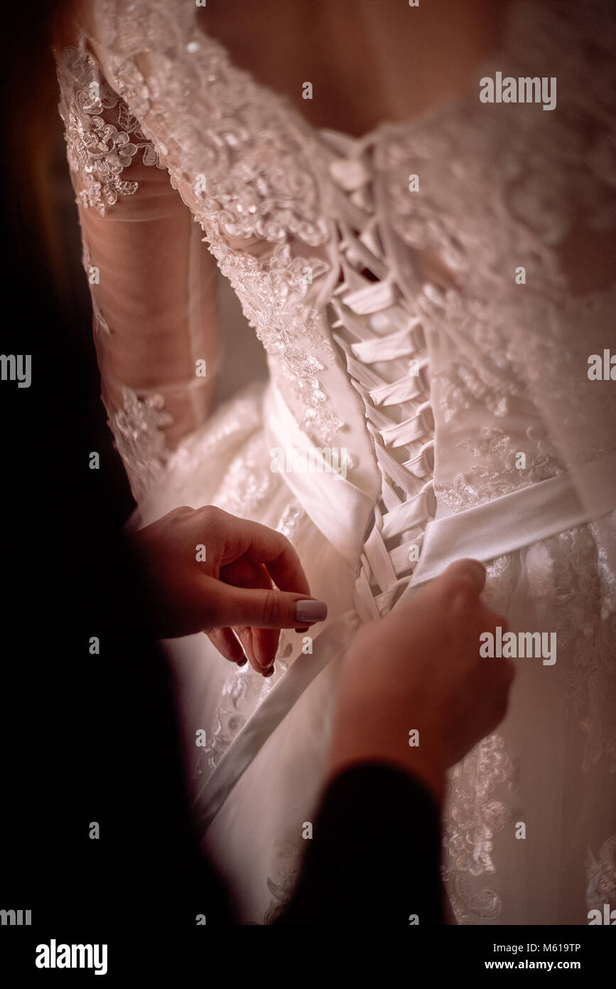 Wedding dress back lace buttons hi-res stock photography and images - Alamy