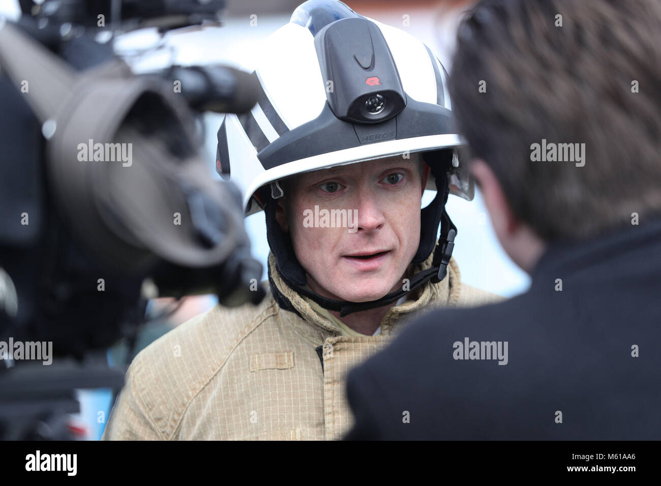 Group Manager for Leicester Fire and Rescue Service Matt Cane speaks to ...