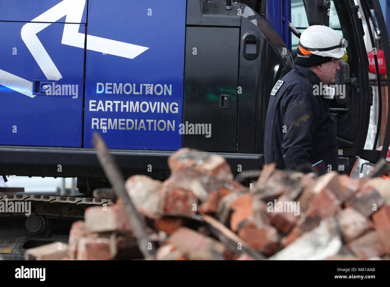 A Demolition Earthmoving Remediation vehicle at the scene on Hinckley ...
