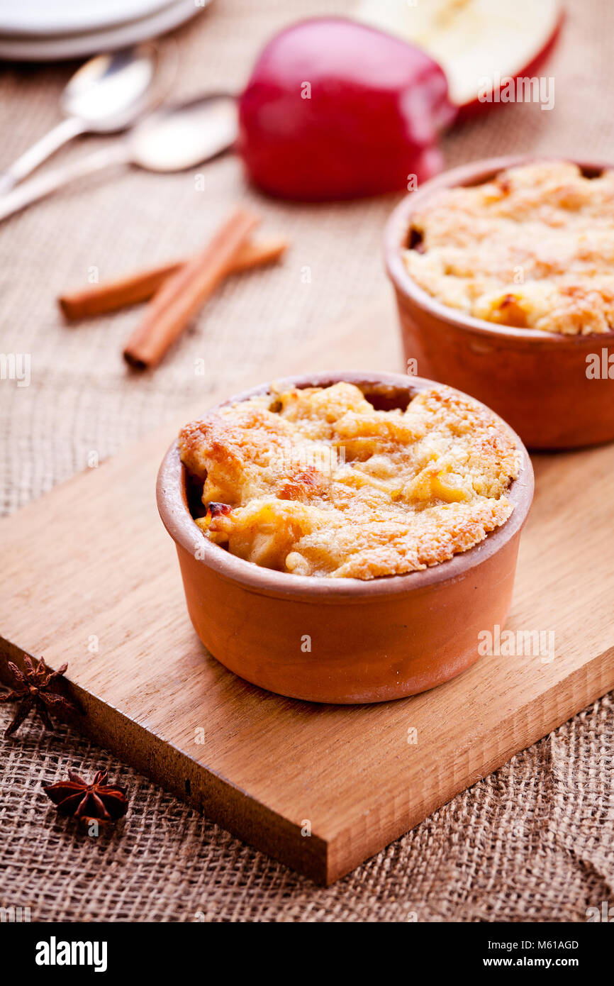 Close up of some tasty homemade apple crumble Stock Photo - Alamy