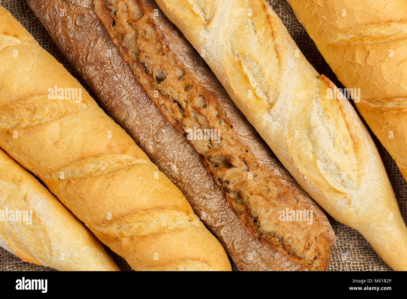 French bread baguettes from bakery. Fresh bred and baguettes background ...