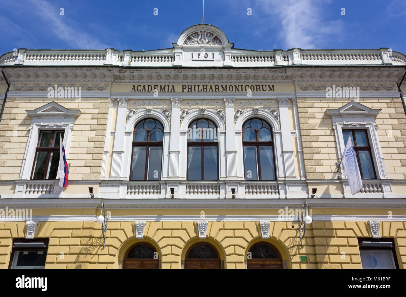 Facade of Slovenian Philharmonic Building in Ljubljana Stock Photo - Alamy