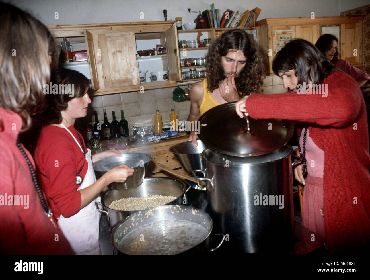 Sannyasins, follower of the Indian guru Bhagwan Shree Rajneesh, in the ...