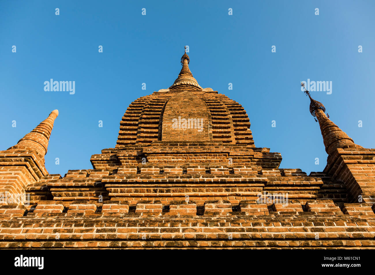 Roof of a pagoda in the golden evening light of Bagan, Myanmar Stock ...