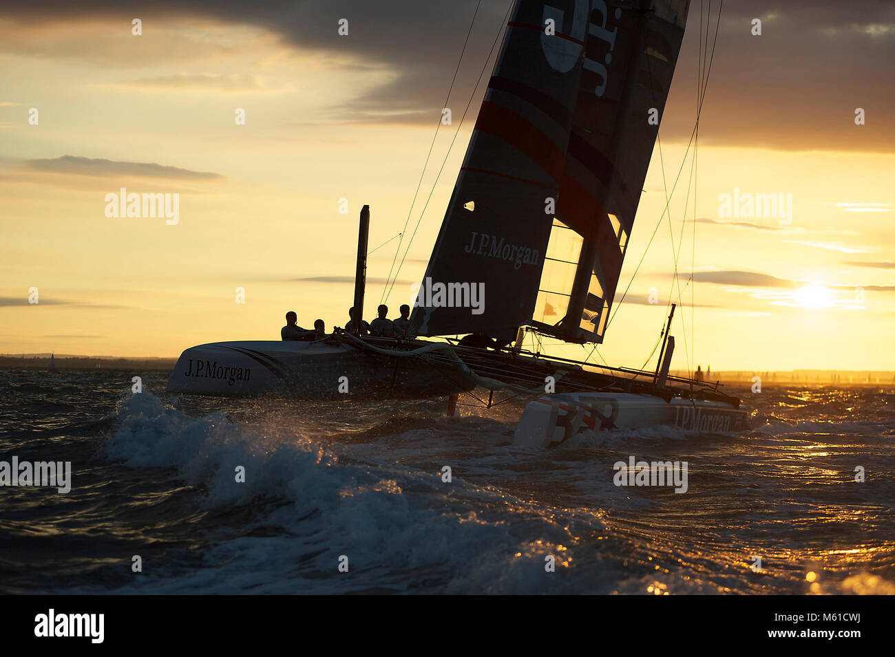 JP Morgan at start of Round the Island Race 2013. Ben Ainslie's AC45 ...