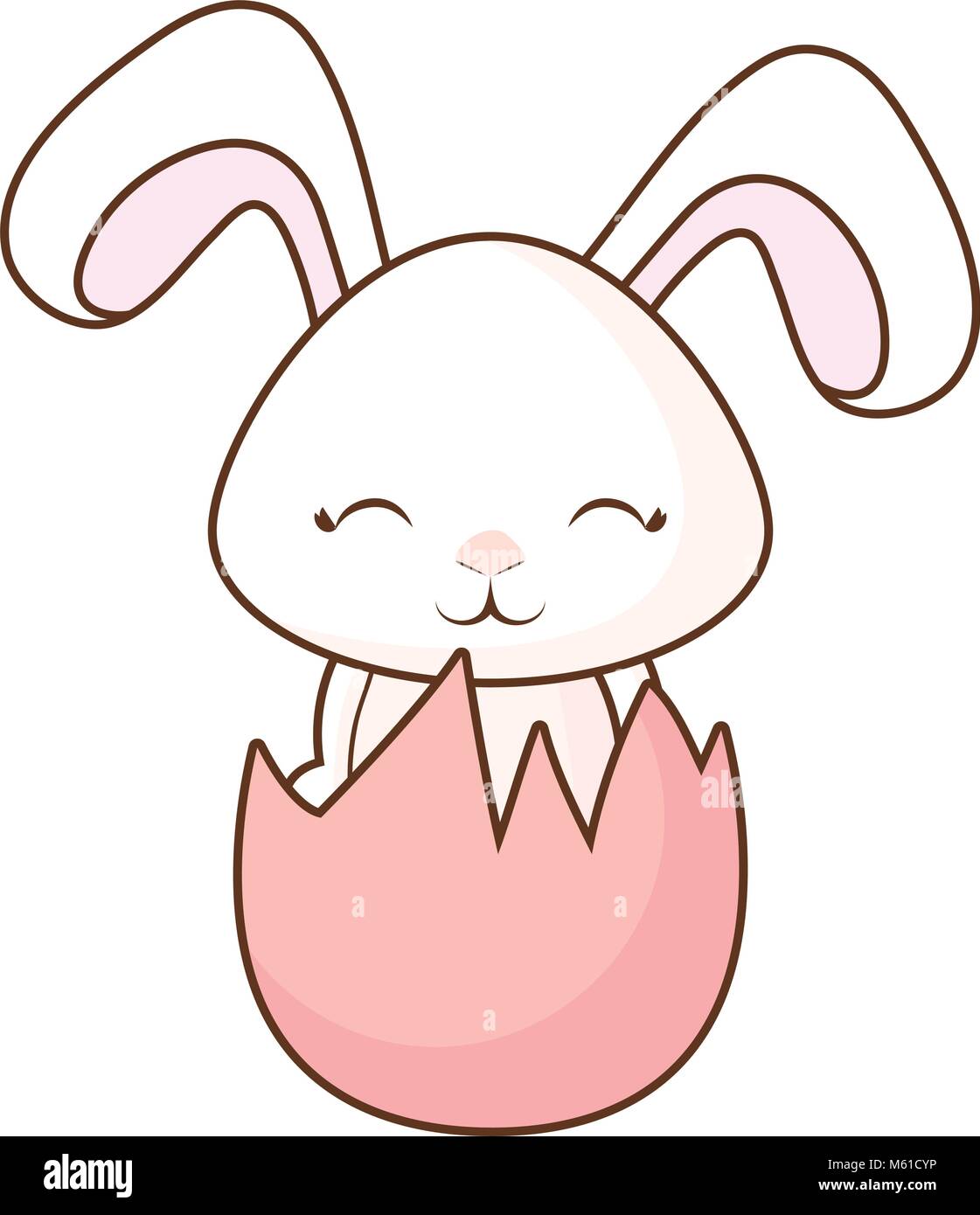 cute rabbit in easter egg icon over white background, colorful design ...