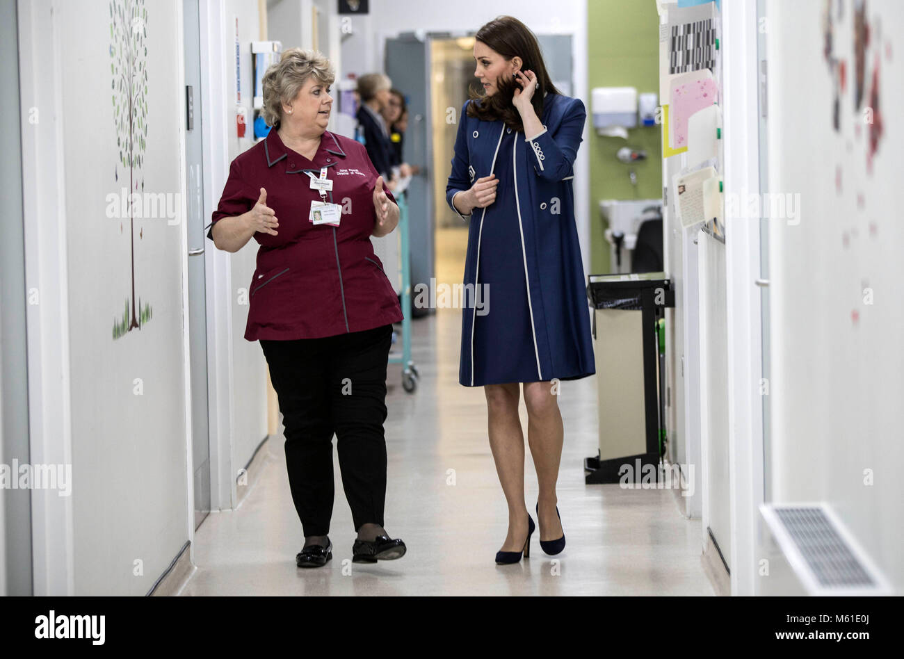 The Duchess of Cambridge walks with director of nursing Janet Powell as ...