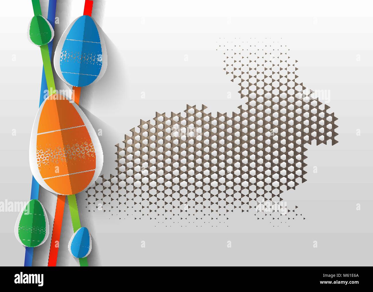 Happy Easter greeting card. 3d paper cut easter egg concept design ...