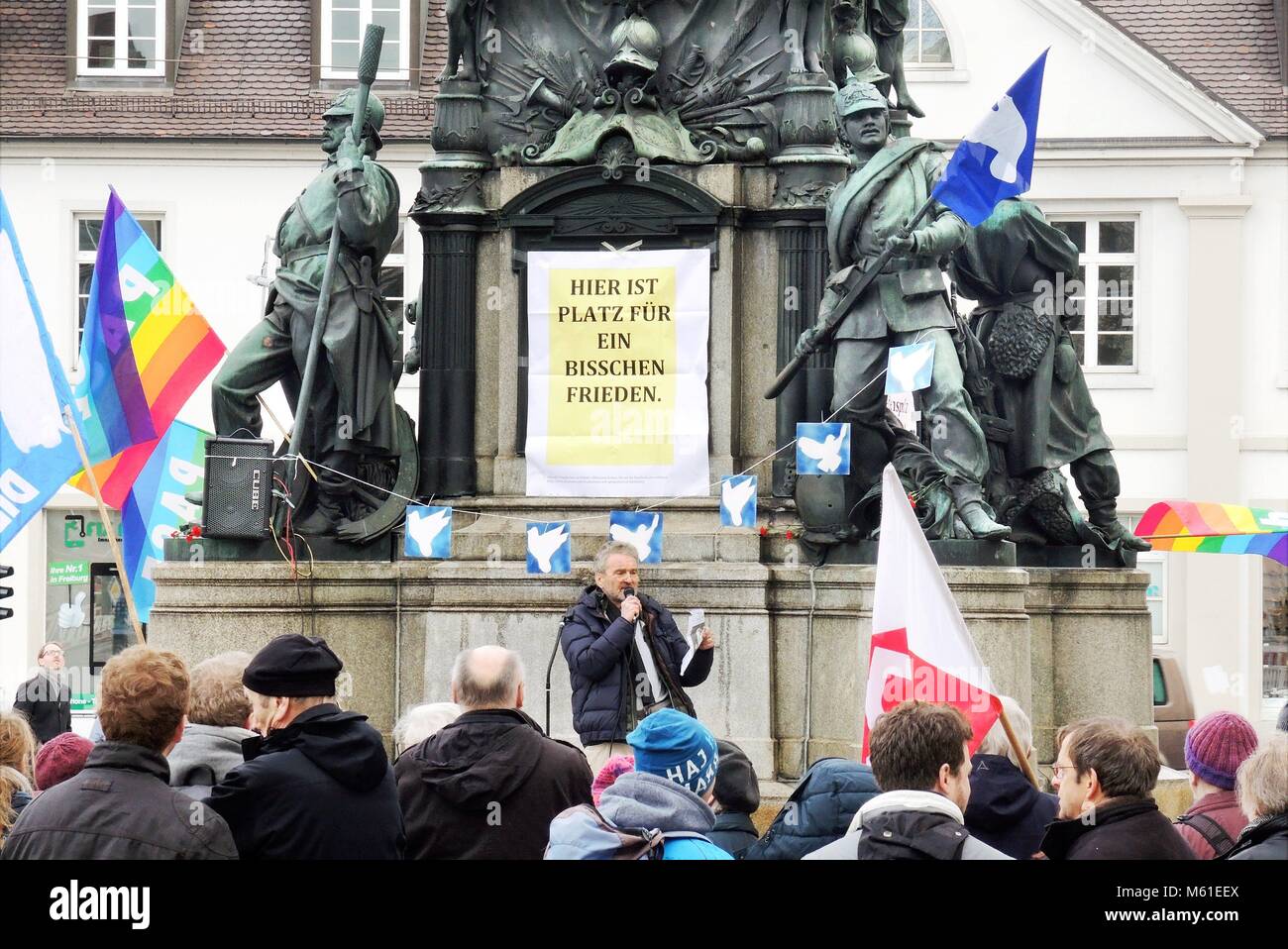 Protest against victory monument "Siegesdenkmal" in Freiburg (Germany ...