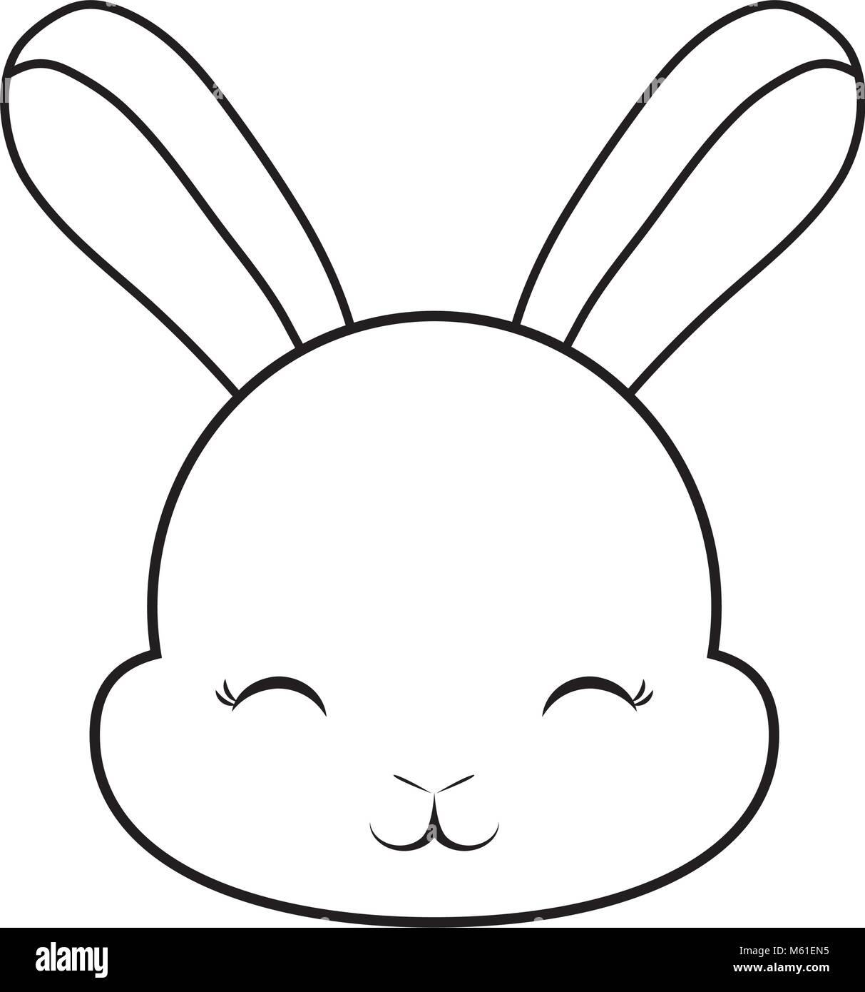 cute bunny face icon over white background, vector illustration Stock ...