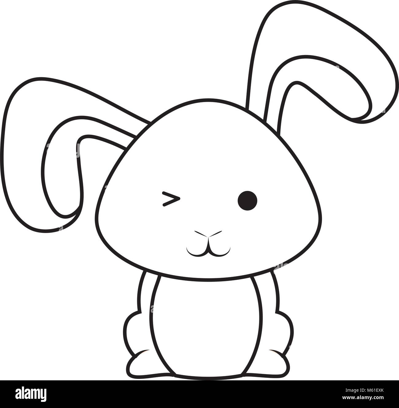 cute rabbit icon over white background, vector illustration Stock ...