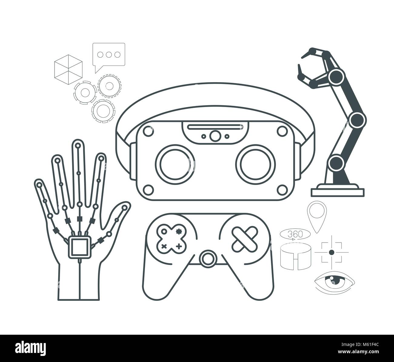 Hand robot technology icons Cut Out Stock Images & Pictures - Alamy