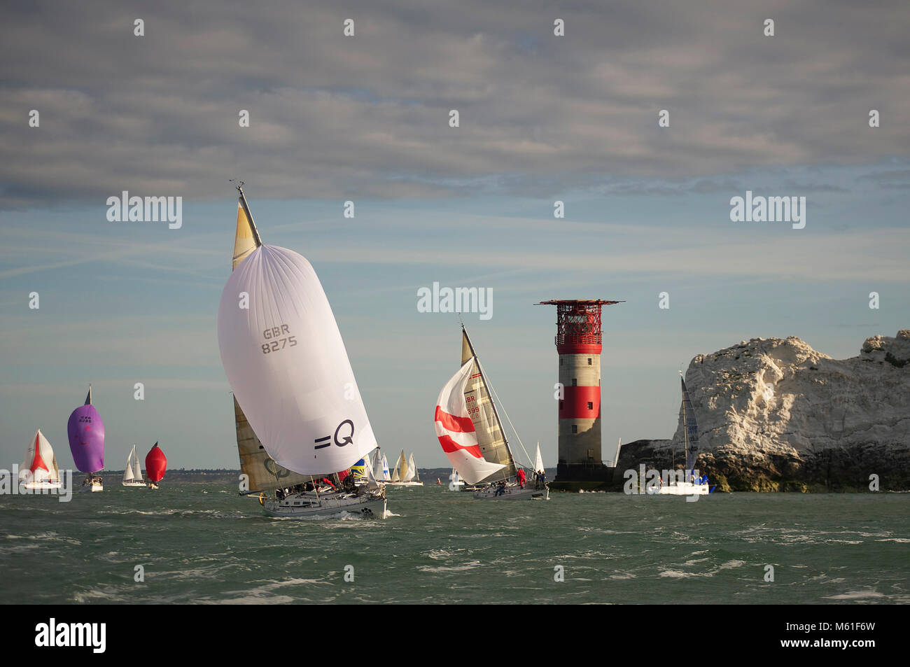 The Sigma 38 class yacht Panda Nova rounds the Needles during the 2013 ...