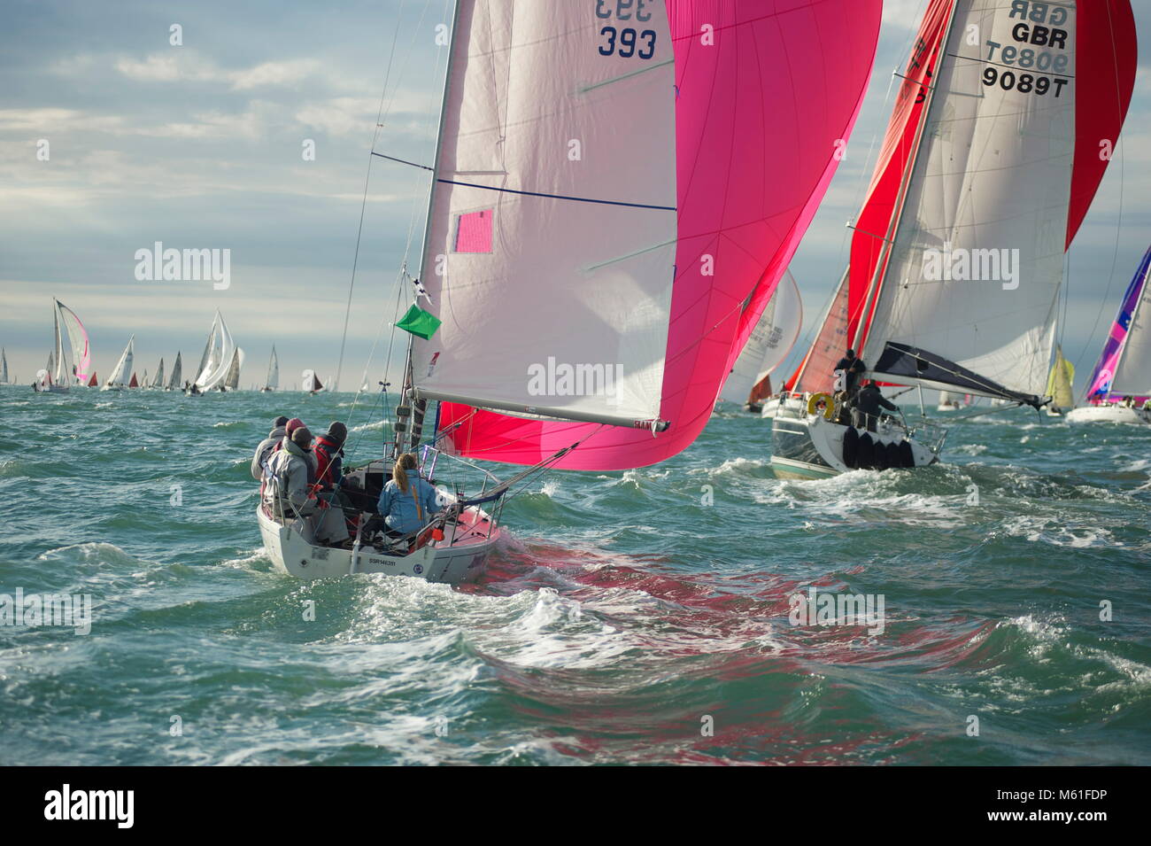 The J80 Jasmine competing in the 2013 Round the Island Race Stock Photo ...