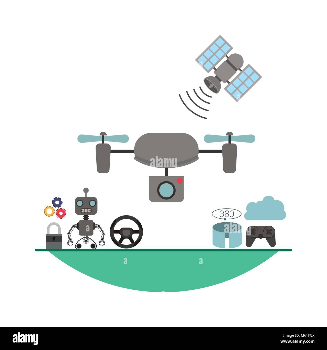 Automatic mechanism icon set Cut Out Stock Images & Pictures - Alamy