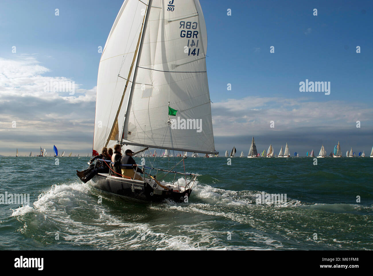 J Caramba competing in the Round the Island Race 2013. The J/80 class ...