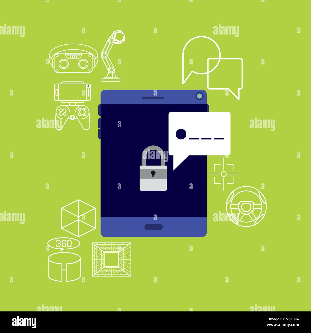 Virtual security line icons Stock Vector Images - Alamy