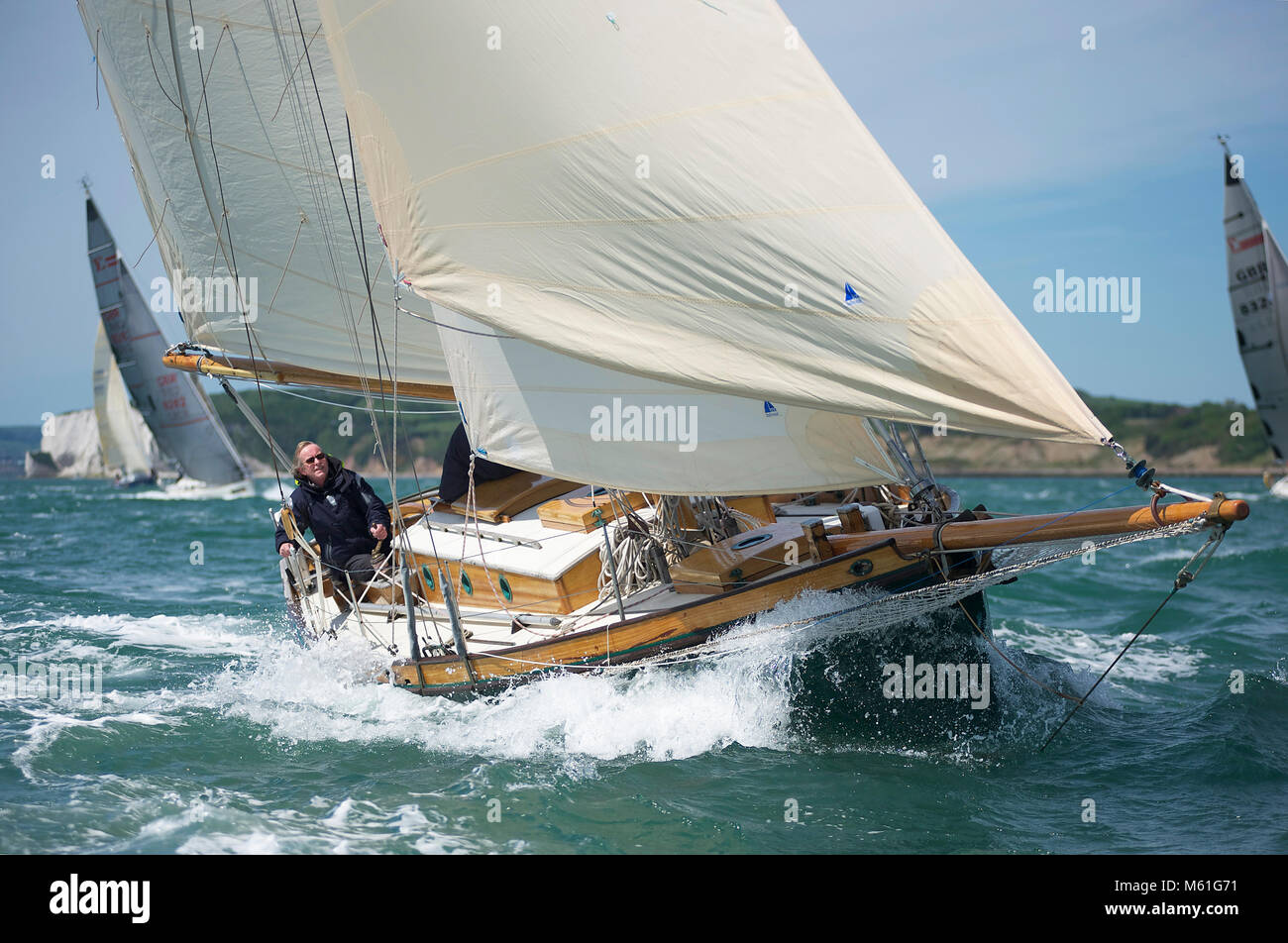 Foxhound at the Round the Island Race 2013. Foxhound is a 2001 gaff ...