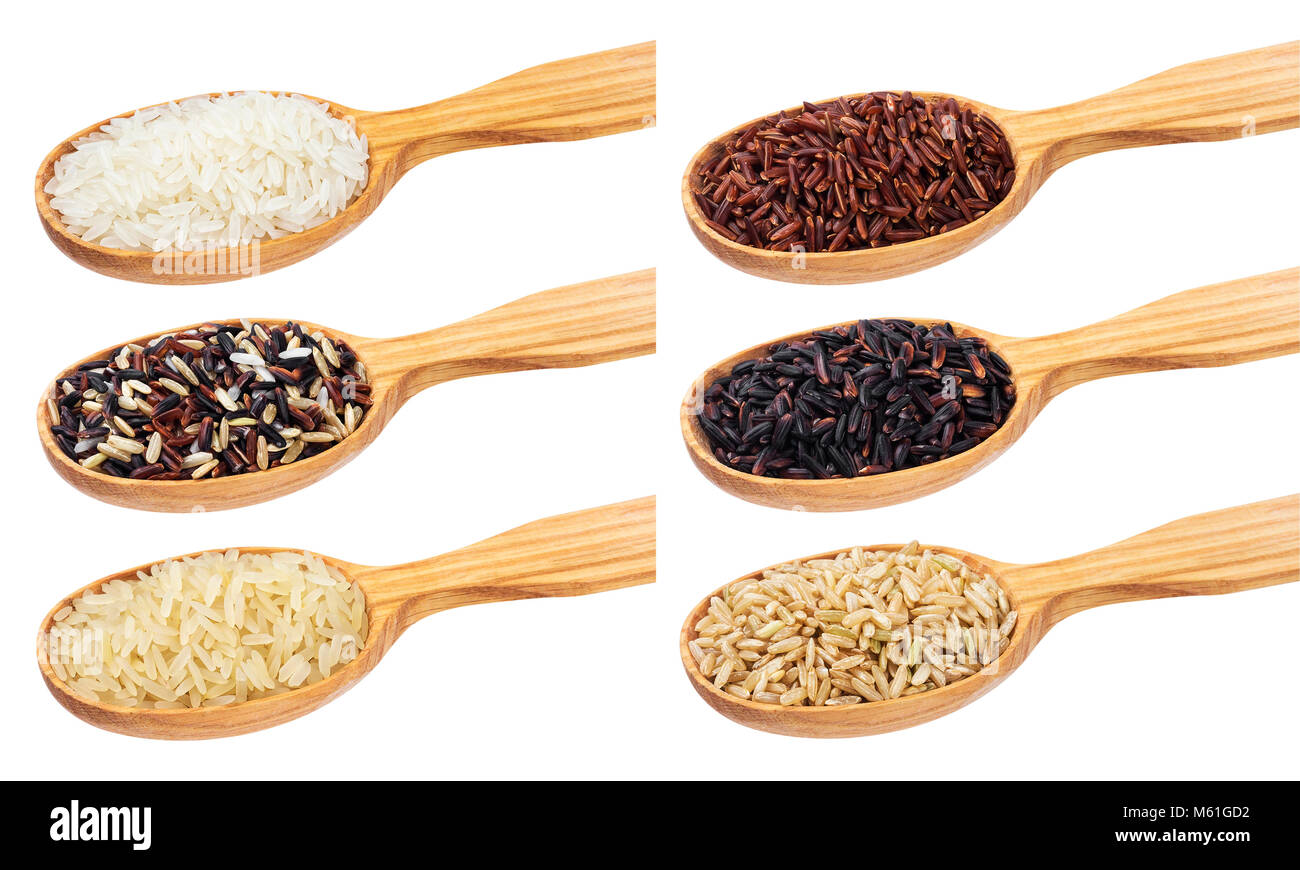 Rice in spoon isolated on white background, collection Stock Photo - Alamy