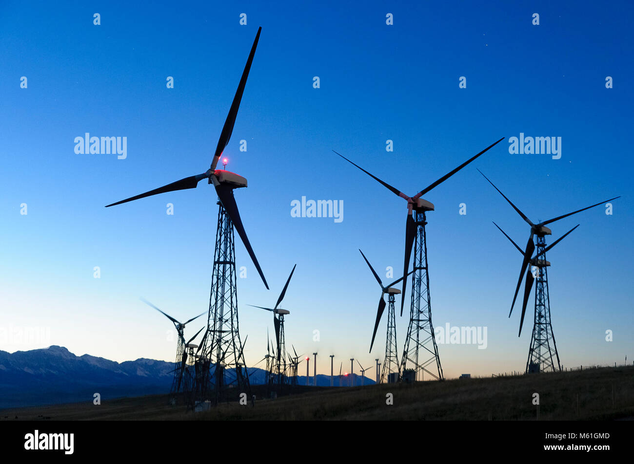Cowley Ridge wind plant generator turbines, Cowley, Alberta, Canada ...