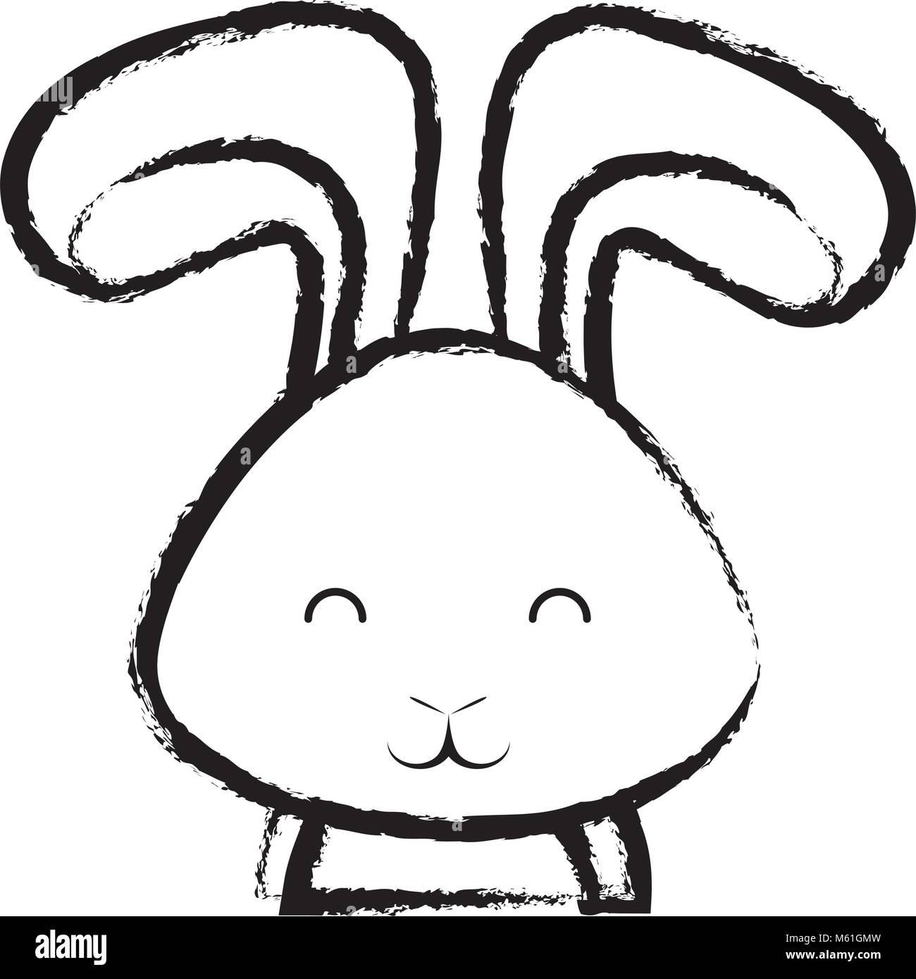 sketch of cute rabbit icon over white background, vector illustration ...