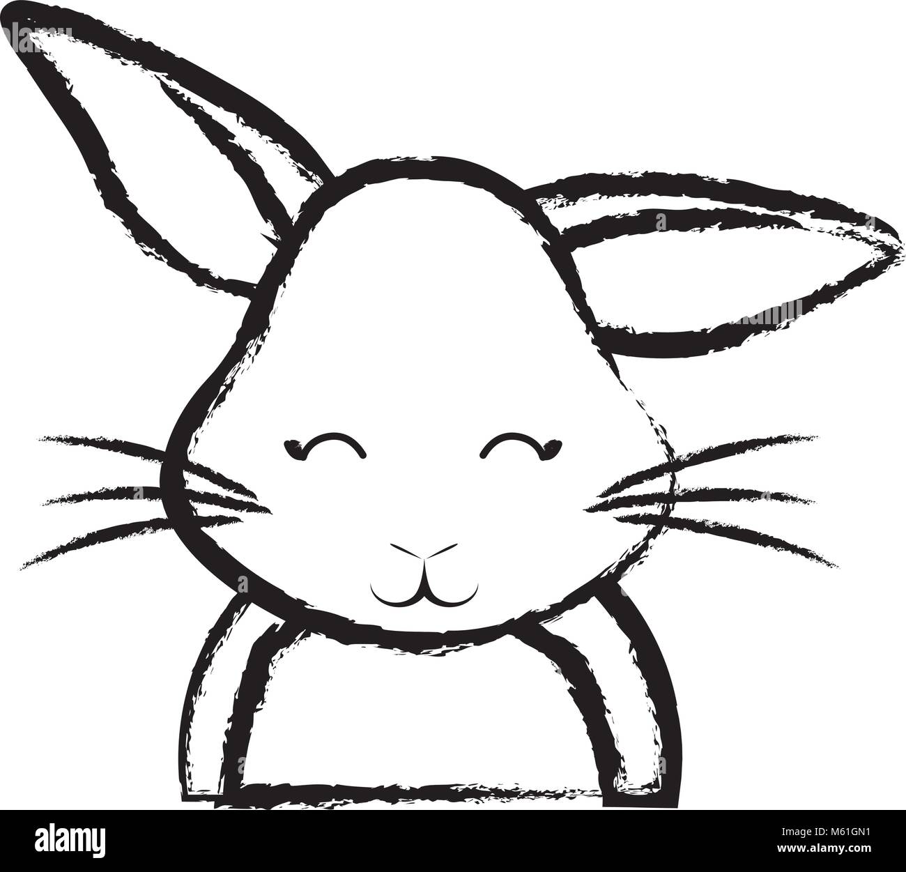sketch of cute rabbit icon over white background, vector illustration ...