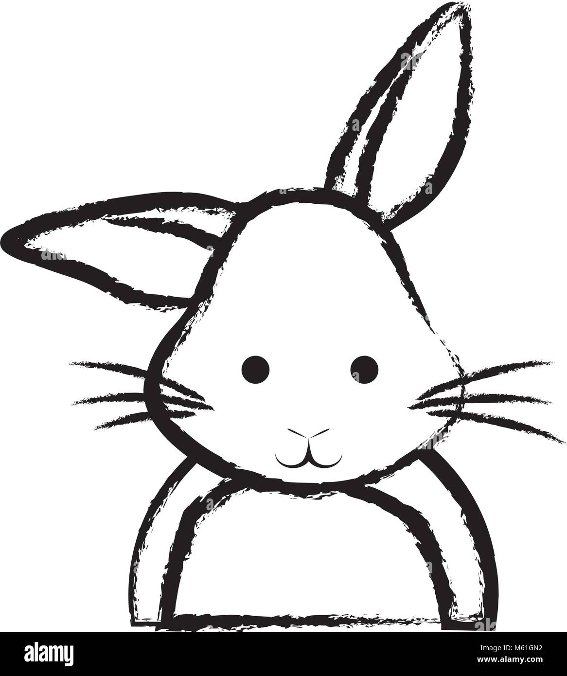 sketch of cute rabbit icon over white background, vector illustration ...